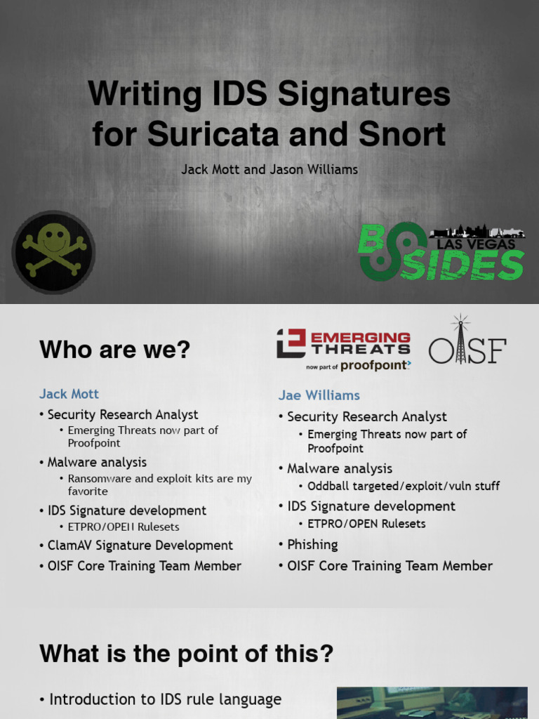 DEFCON 25 Workshop Jack Mott Jason Williams Practical Network Signature ...