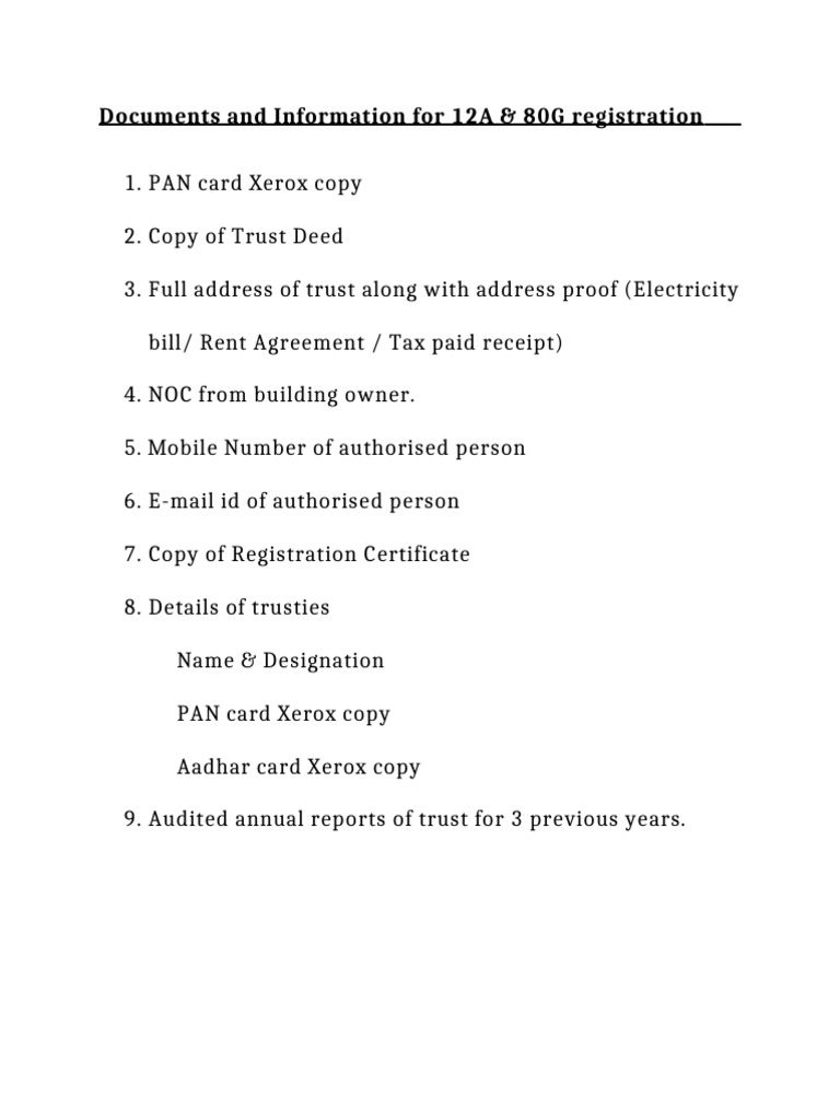 12A and 80G Registration | PDF