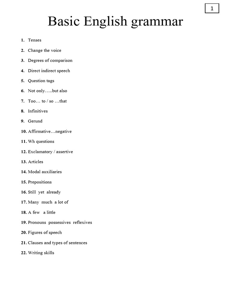 Basic English Grammar-1 | PDF | Verb | Grammatical Tense