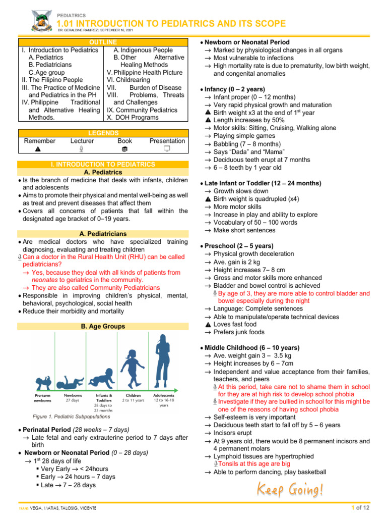 PEDIA-1.01-INTRODUCTION-TO-PEDIATRICTS-AND-ITS-SCOPE-DR.-RAMIREZ | PDF | Pediatrics | Infants
