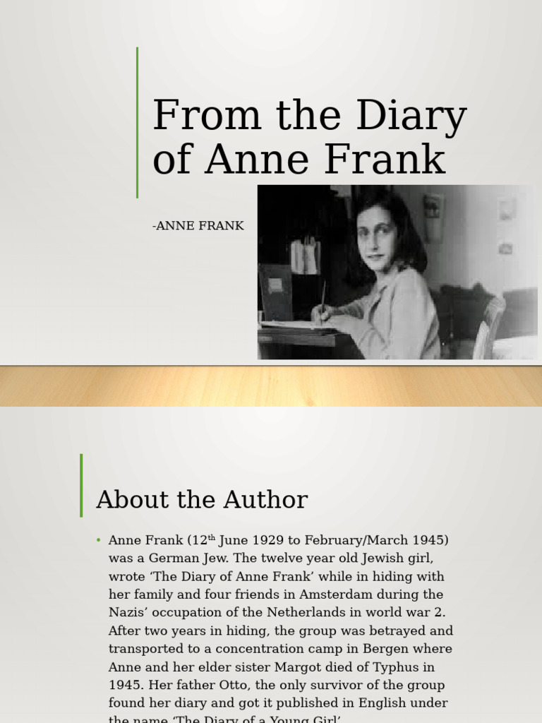From The Diary of Anna Frank | PDF | Anne Frank | The Holocaust