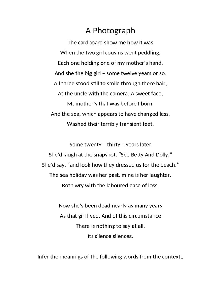 A Photograph (Writing Practice) | PDF