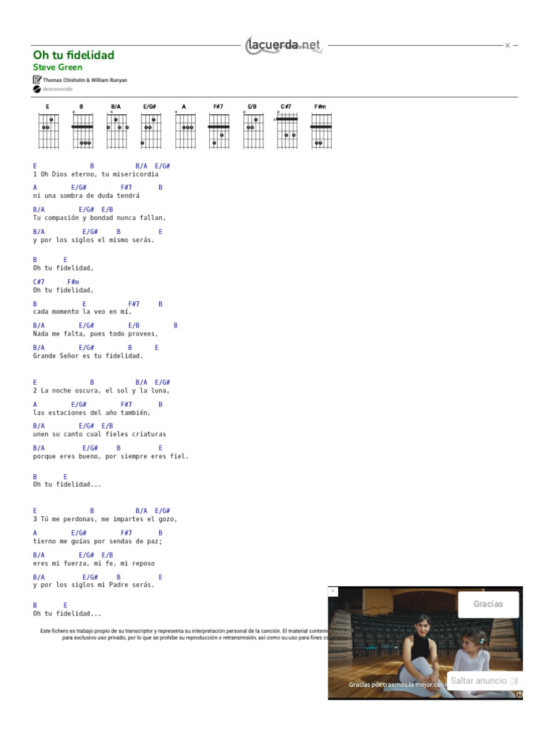 Acordes de "Oh tu fidelidad" | PDF