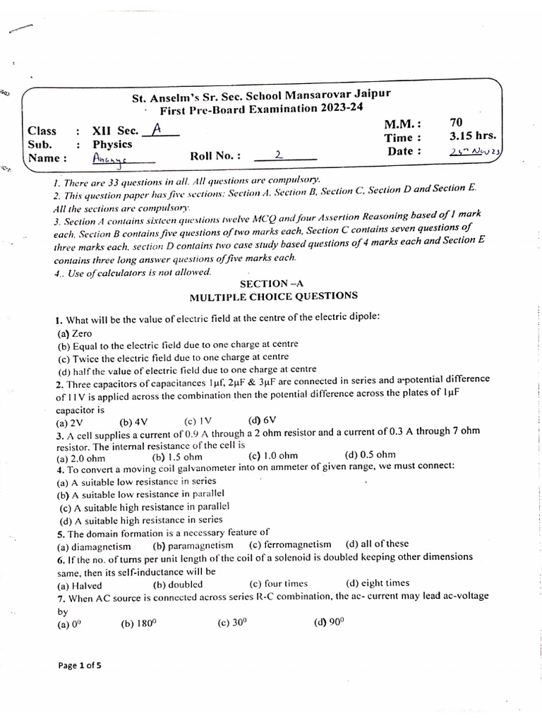 First Pre Board | PDF
