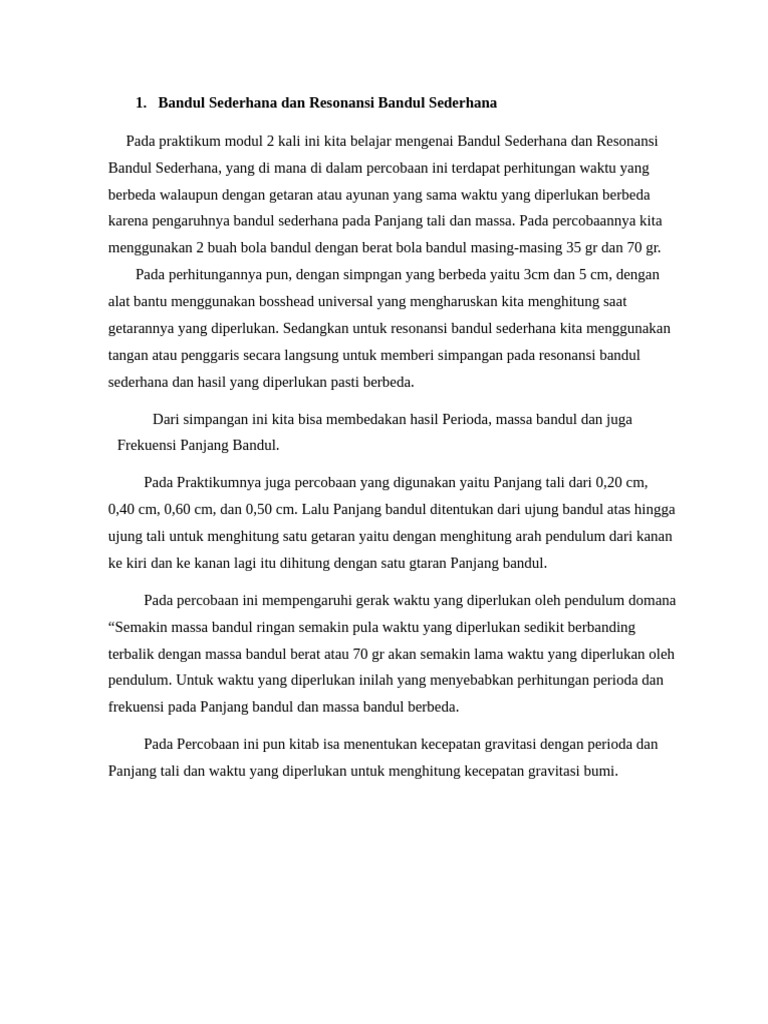 Resonansi dan Panjang Bandul Sederhana | PDF
