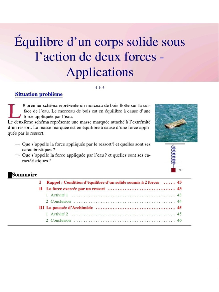 Équilibre D'un Corps Solide Soumis À Deux Forces | PDF