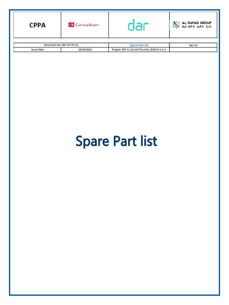 Spare part list | PDF | Materials | Building Materials
