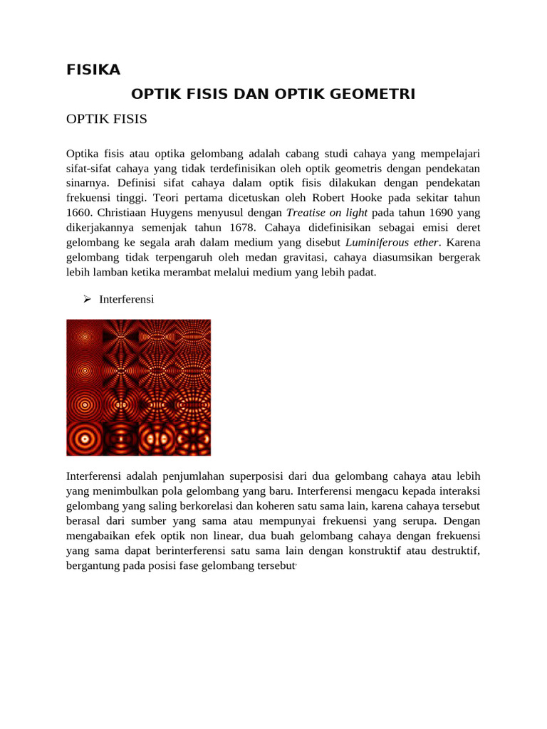 Fisika Optik Fisis Dan Optik Geometri | PDF