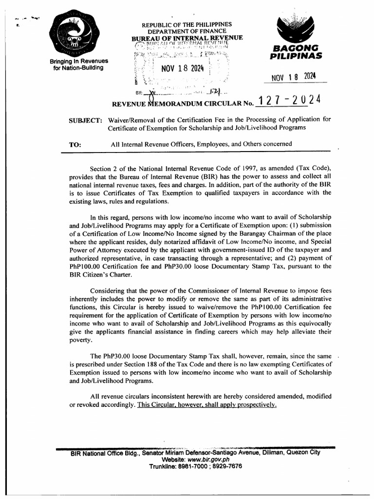 RMC No. 127-2024 | PDF