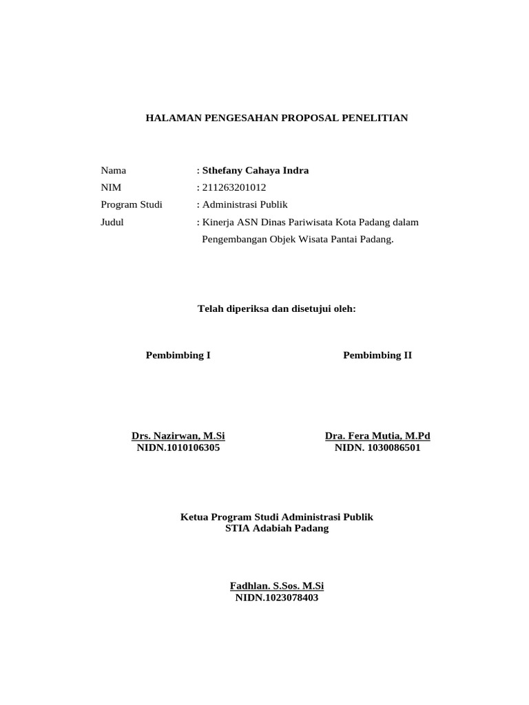 Halaman Pengesahan Proposal Penelitian | PDF