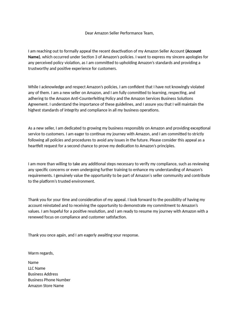 Appeal for Amazon Account Reinstatement | PDF