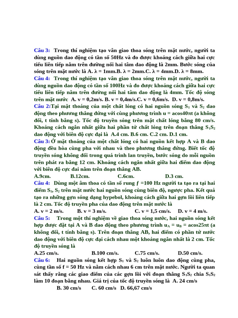 Bài Tâp Giao Thoa | PDF