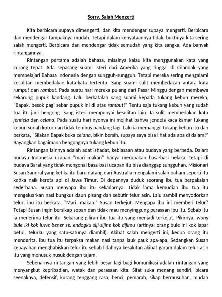 Sorry, salah mengerti | PDF