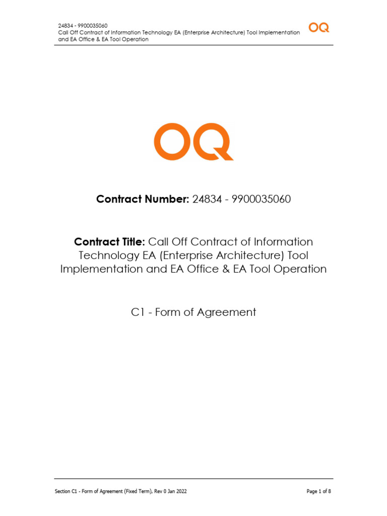 C1_Form of Agreement - Fixed Term | PDF | Partnership | Enterprise ...