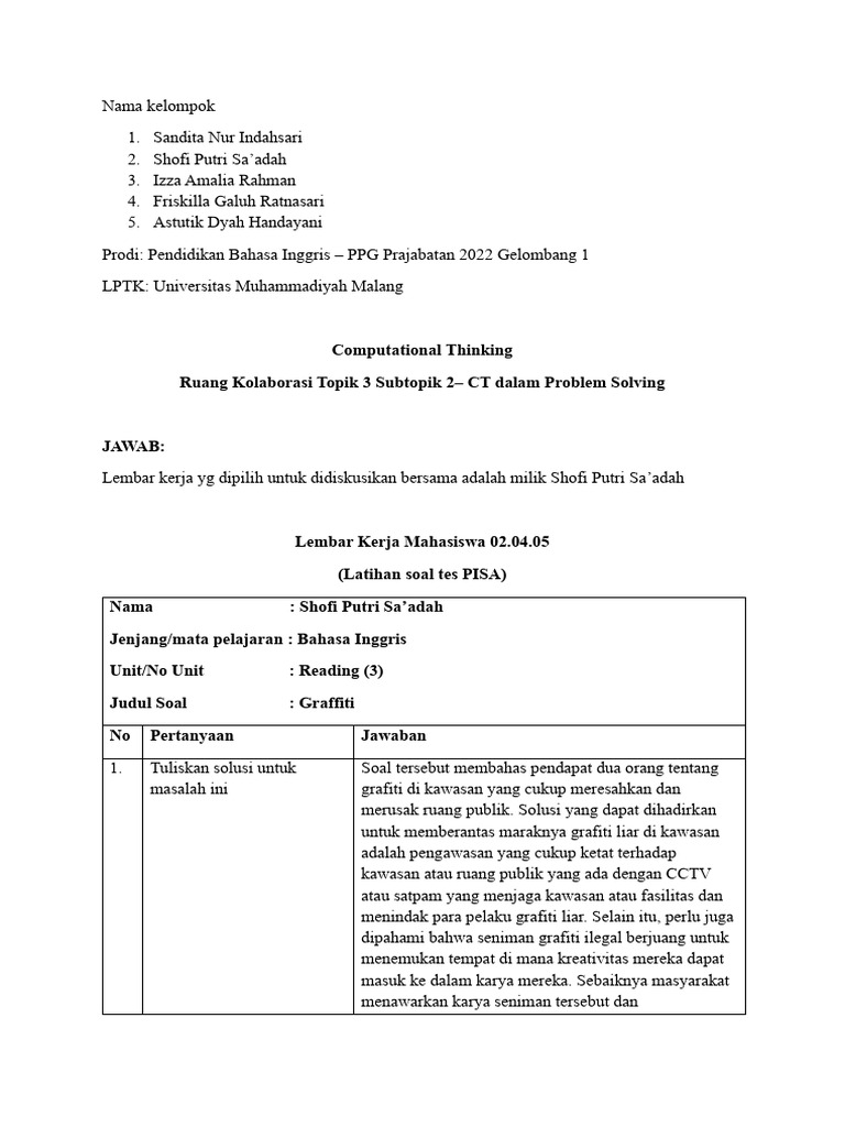 Ruang Kolaborasi Topik 3 Subtopik 2 | PDF