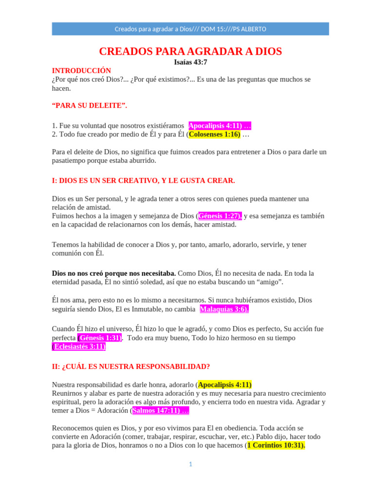 Creados Para Agradar a Dios | PDF | Dios | Creencia religiosa y doctrina