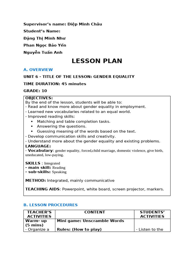 Reading Unit 6 - Lesson Plan | PDF | Crossword