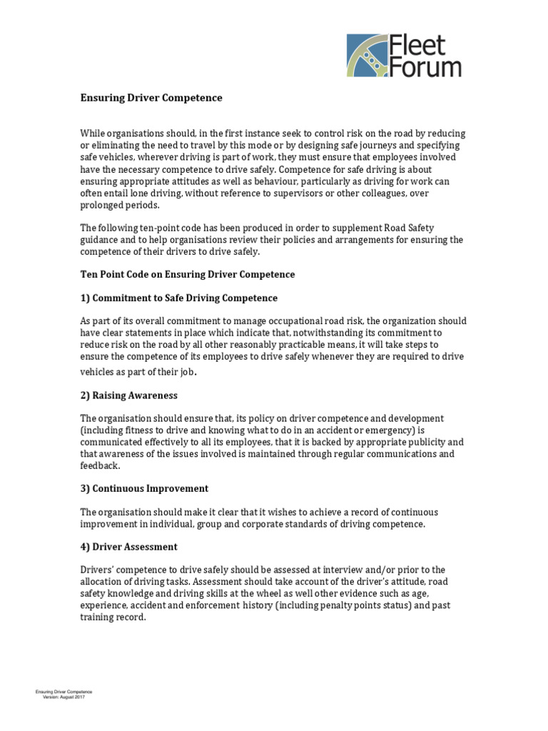 9-2 Ensuring Driver Competence | PDF | Safety
