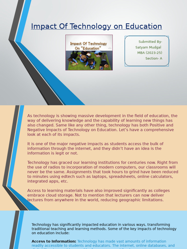 Impact of Technology On Education | PDF