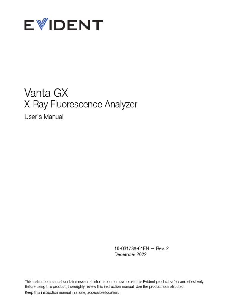 10-031736-01EN--Vanta_GX--User | PDF | Energy Dispersive X Ray Spectroscopy | Electromagnetic ...