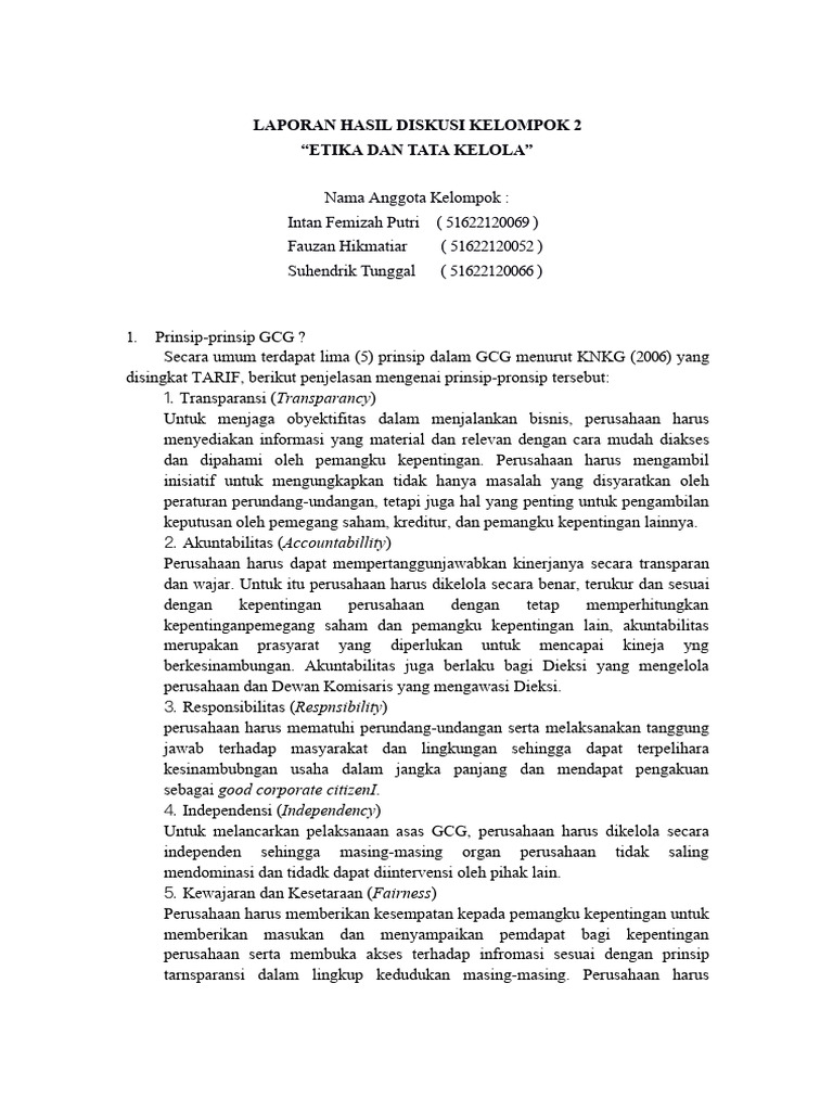 Laporan Hasil Diskusi Kelompok 2 P. Korporat | PDF