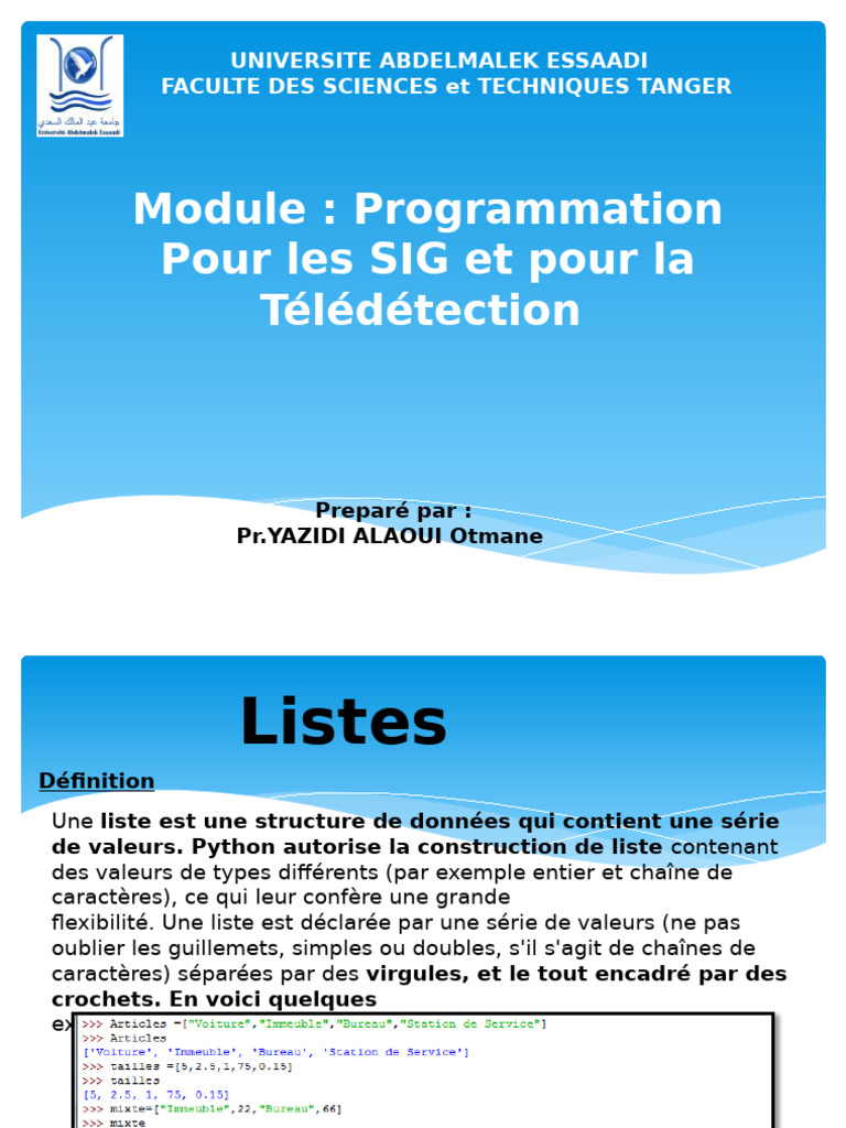 Module Programmation pour les SIG | PDF | Programme informatique | Programmation