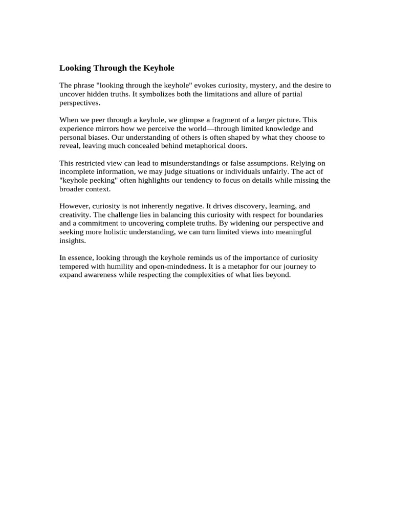 Looking Through the Keyhole | PDF