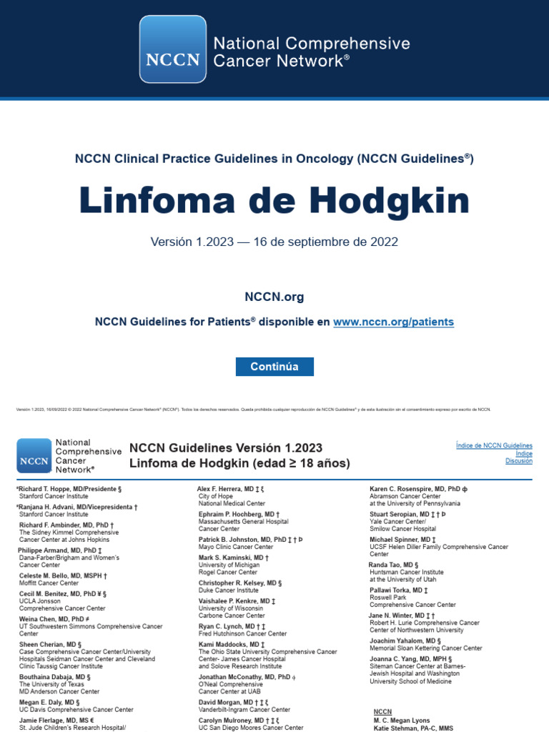 Linfoma Hodgkin - Nccn Español 2022 | PDF | Terapia | Linfoma