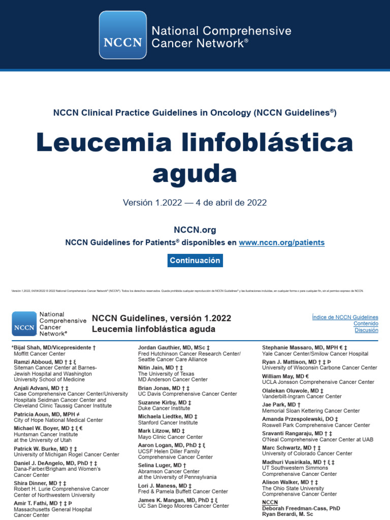 Lla - NCCN 2022 | PDF | Terapia | Leucemia
