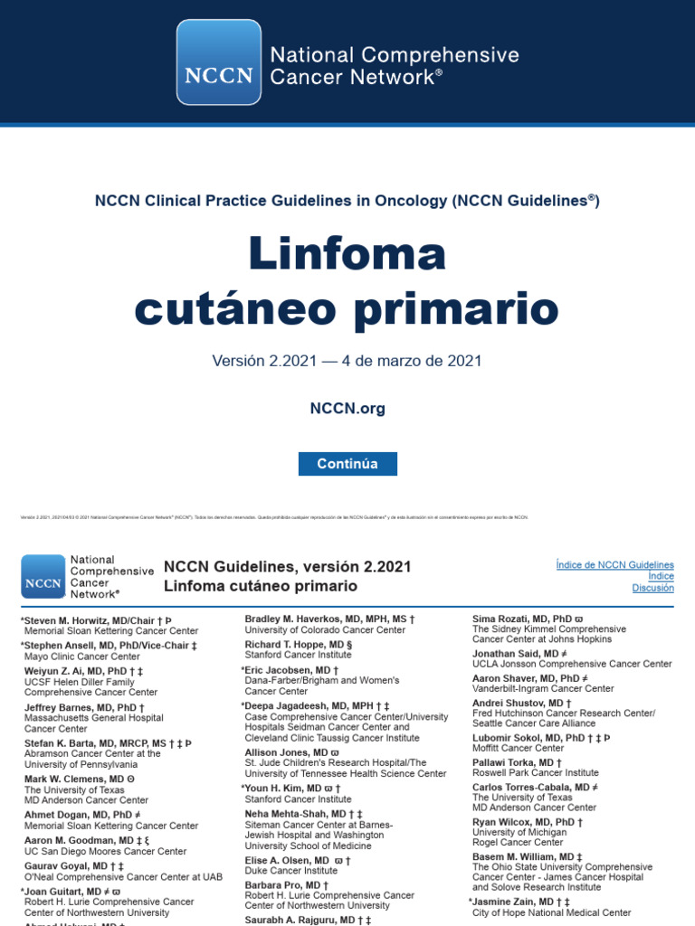 Linfoma Cutaneo Prim- Nccn Español 2022 | PDF | Anticuerpo | Célula B
