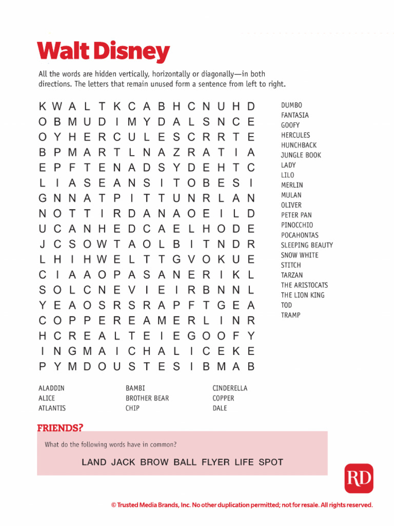 Waltdisney Wordsearch | PDF