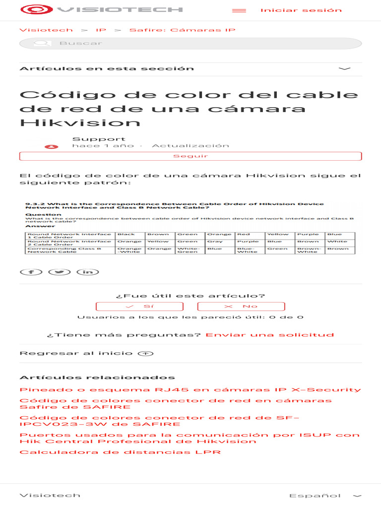 Código de Color Del Cable de Red de Una Cámara Hikvision - Visiotech | PDF