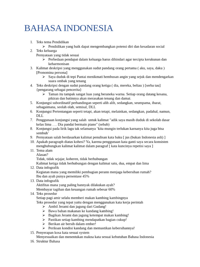 Kisi Kisi Asas Bindo | PDF