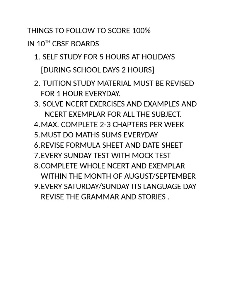 Things To Follow To Score 100 | PDF