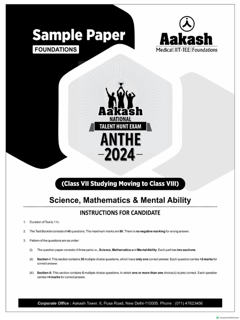 ANTHE 2024 Sample Paper FDN Class-08-English | PDF