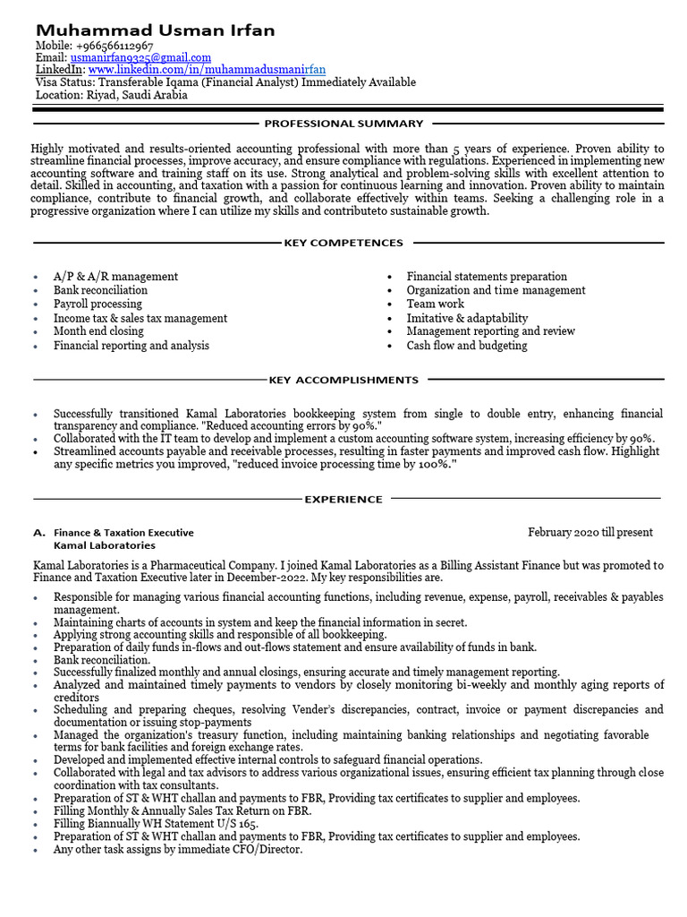 Muhammad Usman Irfan | PDF | Taxes | Accounts Payable