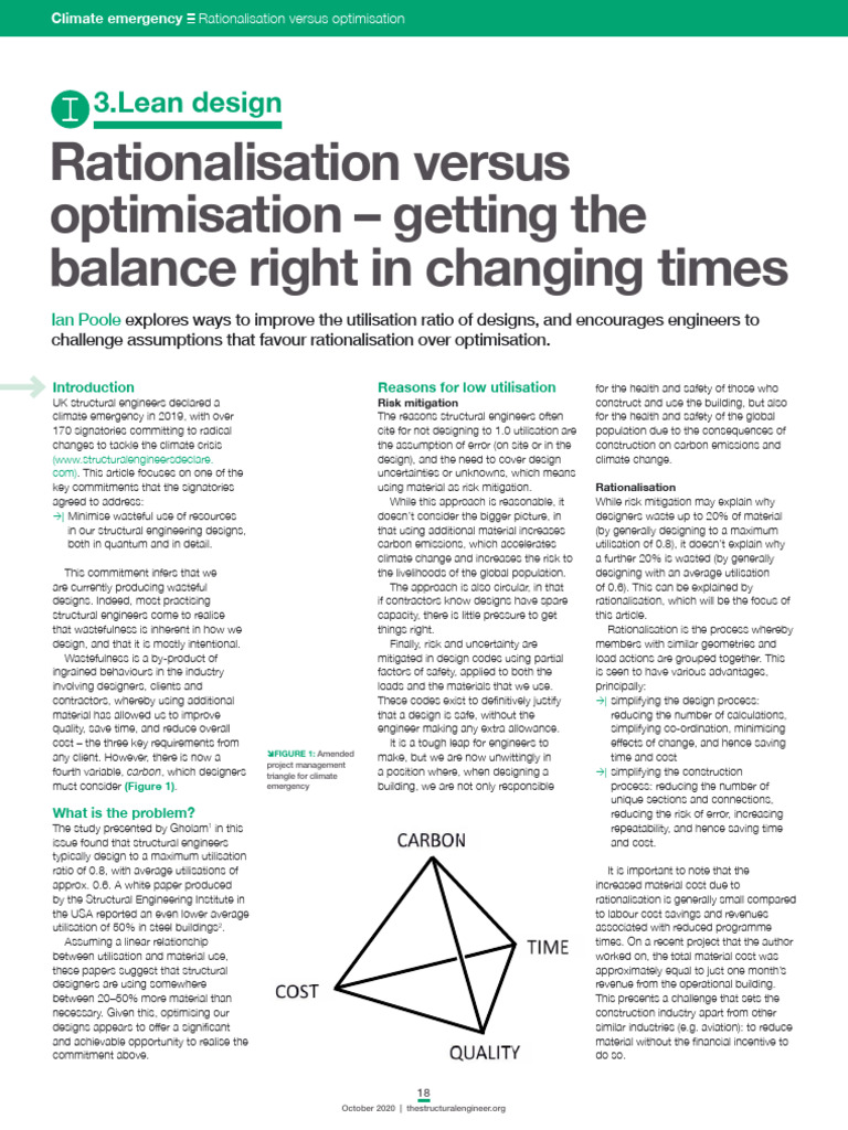 Rationalisation Versus Optimisation Getting The Balance Right in ...