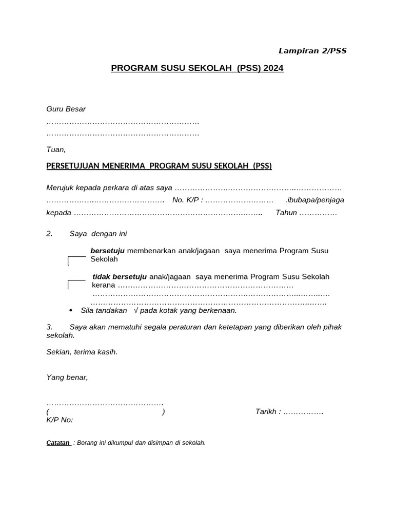 Borang Persetujuan PSS | PDF
