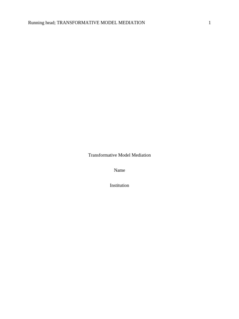 Transformative Model Mediation (1) .Edited | PDF | Mediation ...