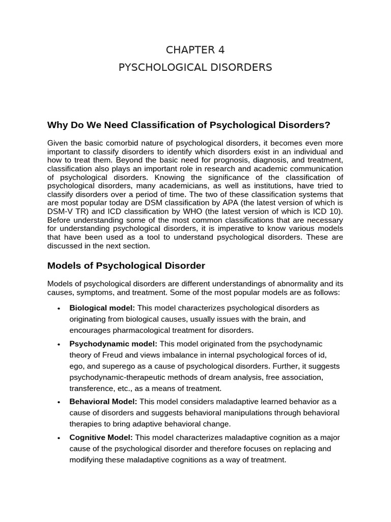 CHAPTER 4 Class 12th Pyschology | PDF | Mental Disorder | Anxiety