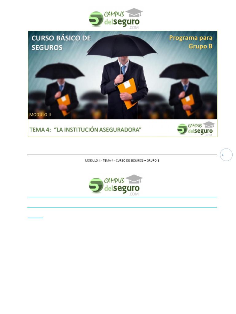 Tema 4. La Institución Aseguradora | PDF | Seguro | Póliza de seguros
