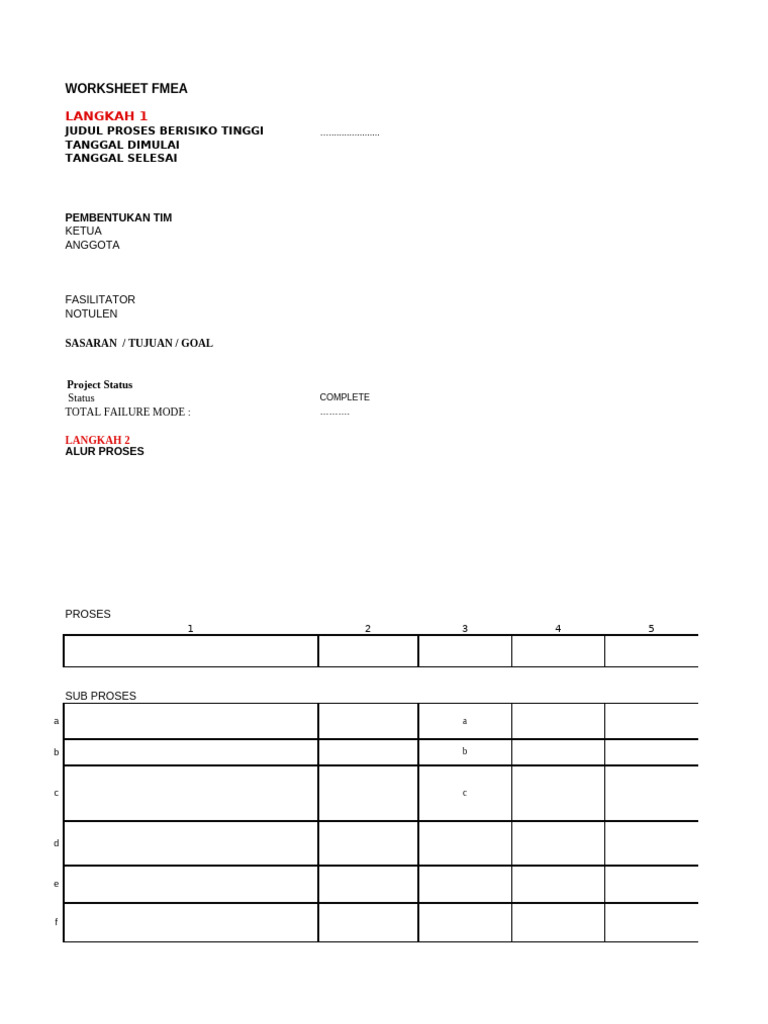 Worksheet FMEA Update 080622 | PDF
