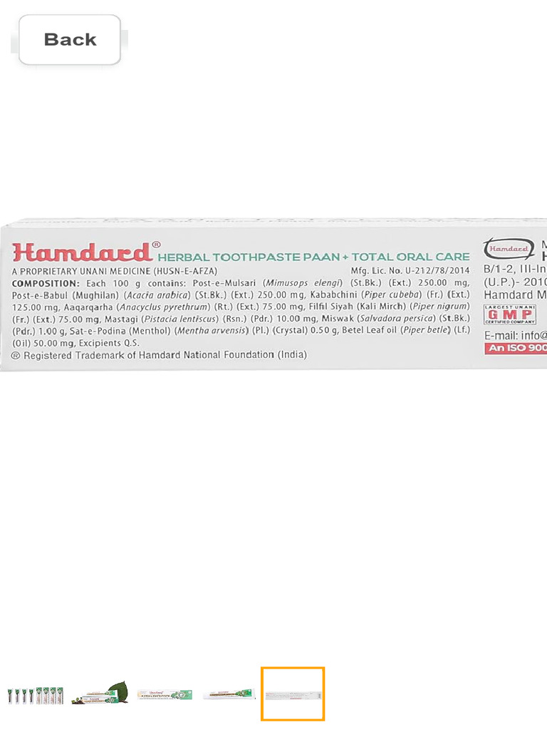 Buy Hamdard Herbal Toothpaste Paan + Total Oral Care 100gm Helps ...