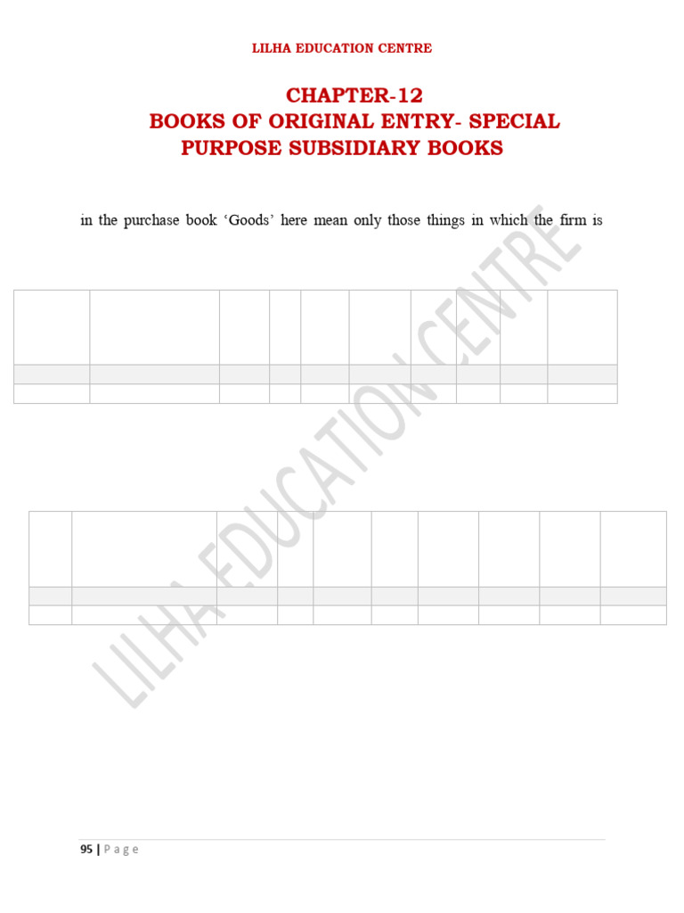 Class 11 Theory Book Chapter 12 BOOKS OF ORIGINAL ENTRY SPECIAL PURPOSE ...