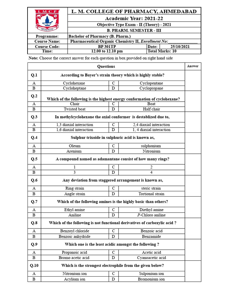 BP301TP OTE2 | PDF | Chemical Compounds | Organic Chemistry
