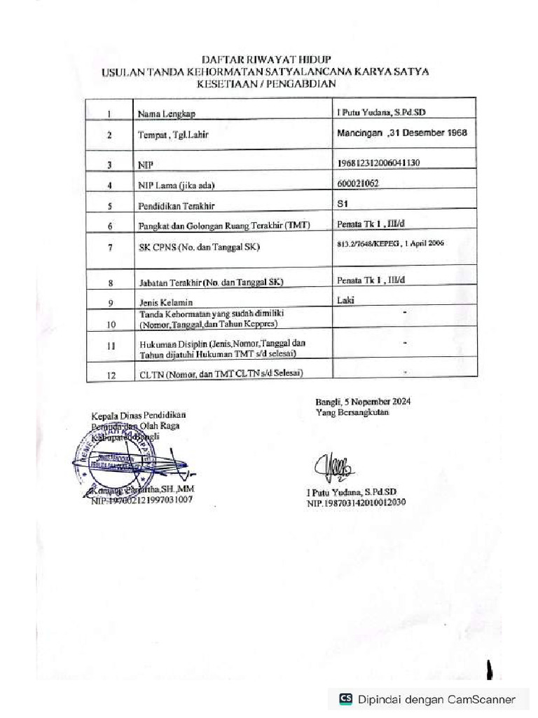 Usul Satya Lencana I Putu Yudana | PDF