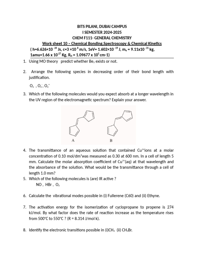 Chemical Bonding Worksheet | PDF