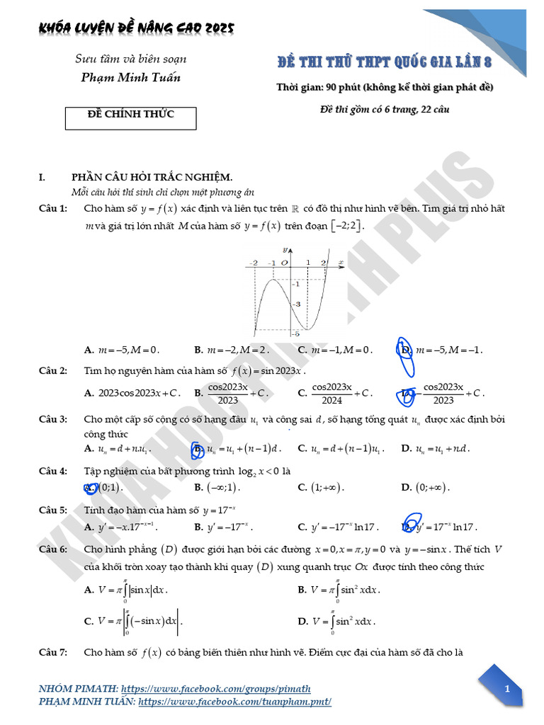 Ñeà Thi Thöû THPT Quoác Gia Laàn 8: Khóa Luy Nâng Cao 2025 | PDF