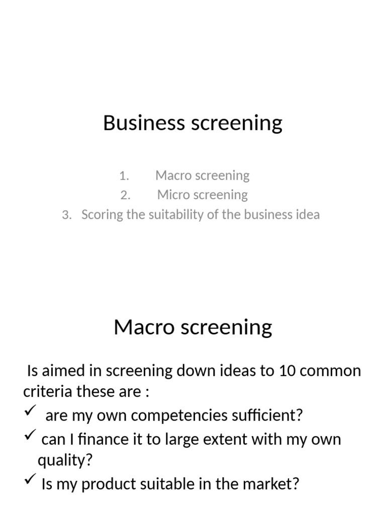Business Screening | PDF