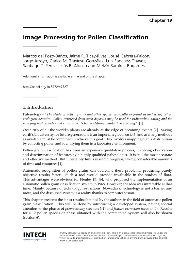 Del Pozo-Baños Et Al. - 2012 - Image Processing For Pollen Classification | PDF | Area ...